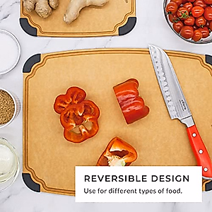 Elihome Essential Series 4-in1 Cutting Board Set for Kitchen, Dishwasher Safe, Non-slip Feet, Juice Groove, BPA Free, Reversible, 4 pieces Cutting Board Set