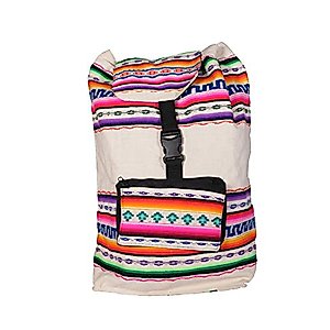Mandina Fine Wools / White-Andean Motifs Cotton Fabric Multipurpose Backpack