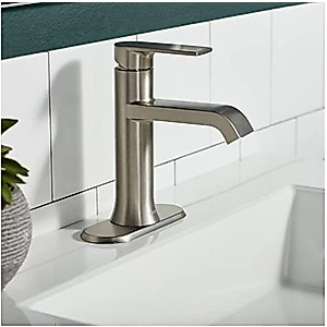 MOEN Genta Single Hole Single-Handle Bathroom Faucet in Spot Resist Brushed Nickel