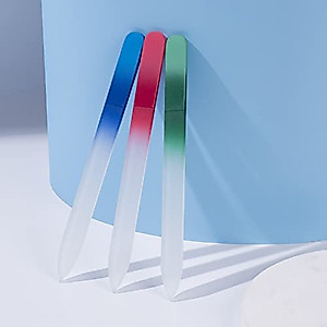 Crystal Glass Nail File with Case, 3 Pack Glass Fingernail File for Natural Nail Professional Manicure Tool Czech Glass File Double-Sided Etched Travel Nail File Stocking Stuffers Christmas Gifts