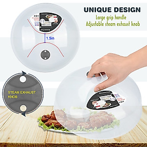 Microwave Splatter Cover, Microwave Cover for Food, Microwave Plate Cover Guard Lid with Steam Vents Keeps Microwave Oven Clean, 11.5 Inch BPA Free & Dishwasher Safe