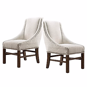 Christopher Knight Home James Fabric Dining Chairs, 2-Pcs Set, Natural