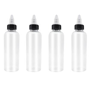 XYSMZM 4 Pcs Dispensing Bottles, 5oz Plastic Boston Squeeze Bottles with Twist Top Cap