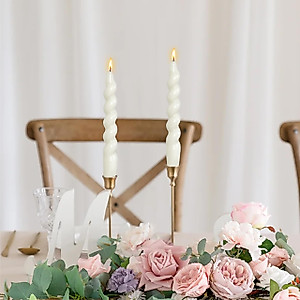 Spiral Taper Candle Milk White Unscented Twisted Candlesticks 7.5 Inch Smokeless Short Candle Stick for Wedding Dinner Decor Creative Gift 2PCS