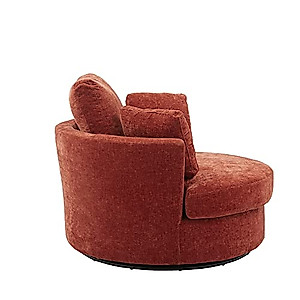 360° Swivel Accent Barrel Chair with 3 Pillows Furniture Set,Upholstered Oversized Leisure Round Loveseat Recliner Cozy Club Sofa Chaise Lounge Circle Armchair for Living Room/Hotel/Nursery/Office