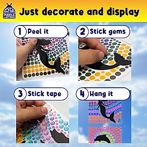 SUNGEMMERS Big Gem Mermaid & Dolphin Diamond Window Art Suncatcher Kit for Kids 6-8 9 10, Birthday Gifts for 7 Year Old Girl, Arts and Crafts for Girls Ages 8-12, Easter Basket Stuffers for Kids