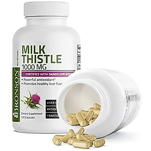 Bronson Milk Thistle 1000mg Silymarin Marianum & Dandelion Root Liver Health Support 120 Capsules