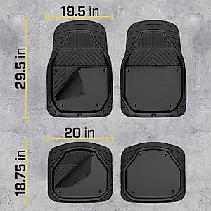 CAT® Detachable Deep Dish Car Floor Mats w/ Removable Carpet Liner - Universal Fit for SUVs Trucks Sedans Washable Easy-Clean Automotive Floor Liners Heavy Duty All Weather Non-Slip Comfort - Charcoal
