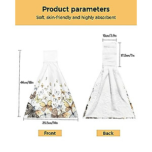Big buy store Hanging Kitchen Towels Butterfly Floral Bathroom Hand Towels with Hanging Loop Country Style Ombre Butterfly Soft Absorbent Drying Dish Tie Towels for Kitchen Toilet Tabletop Home Decor