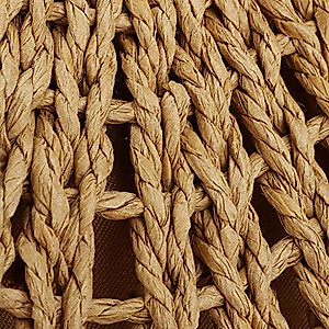 Straw Bags for Women,Hand-woven Straw Large Hobo Bag Round Handle Ring Tote Retro Summer Beach Rattan bag (Black)