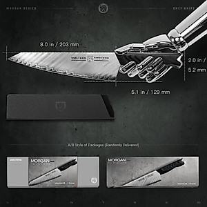 Vosteed 8 Inch Chef Knife Professional Cooking Knife For Kitchen Razor Sharp Kitchen Knife With Sheath-9CR18MOV High Carbon Stainless Steel Knife With G10 Handle, Gift Box - Morgan Series