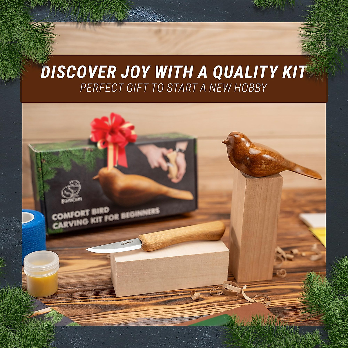 BeaverCraft, Wood Carving Kit Comfort Bird DIY - Complete Starter Whittling Knife Kit for Beginners Adults and Teens - Book Fun Project Carve Bird Hobby Whittling Knife - Learning Woodworking