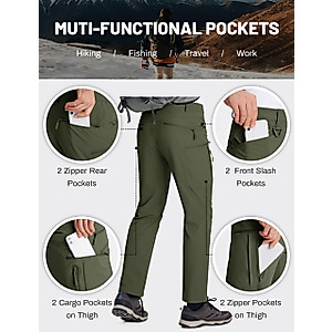 MAGCOMSEN Work Pants - Men's Tactical, Hiking, Quick Dry Military Cargo Pants - High Waisted, Army Green
