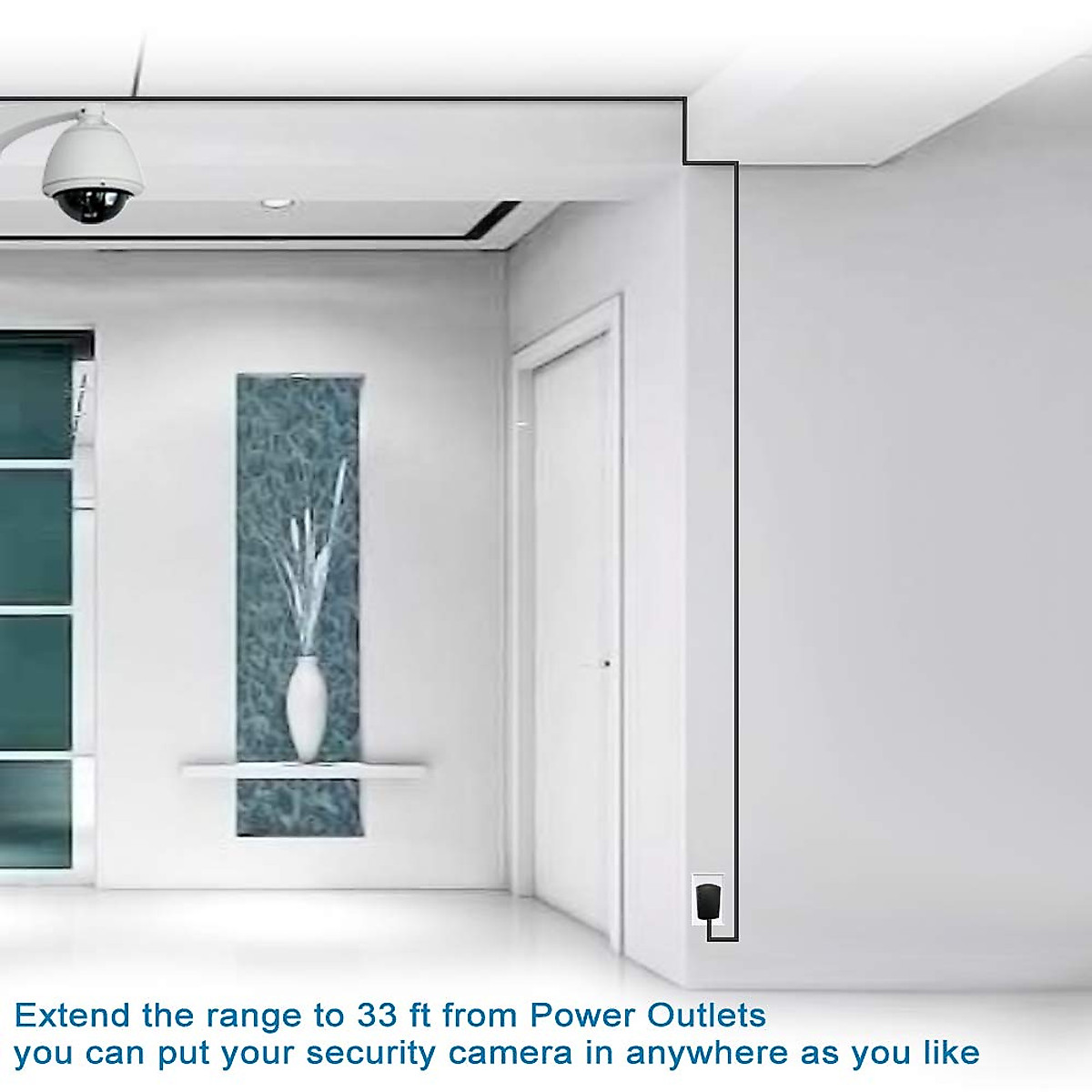 SIOCEN 33FT DC Power Extension Cable 2.1mm x 5.5mm,12v Power Supply Adapter for CCTV Security Camera Surveillance IP Camera Dvr Standalone LED Strip,Car,Long Male to Female Barrel Plug Cord