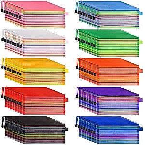 TooyBing 80 Pcs Pencil Pouches Bulk, 10 Color Mesh Zipper Pouch Pencil Case, 9x4.7 inches Small Zipper Pencil Bags for Office/School/Home Organization Supplies, Multipurpose Travel Storage Bags