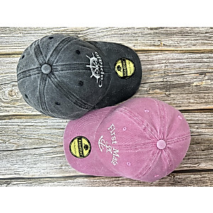 Enodtter Embroidered Captain First Mate Hats for Men Women, Nautical Marine Sailor Gift, Black Pink Skipper Boating Baseball Caps