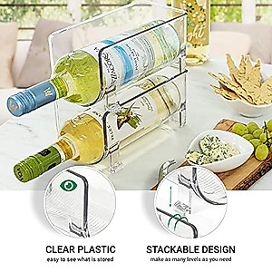 JINAMART Set of 3 Stackable Wine Storage Rack | Counter Top Wine Holder | Free Standing Organizer for Refrigerator or Kitchen Countertops (Holds 3 Bottles)