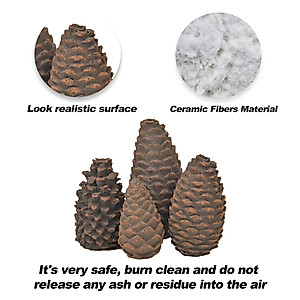 Stanbroil Set of 4 Gas Logs Decorative Ceramic Pine Cones for Indoor or Outdoor Fireplaces and Fire Pits