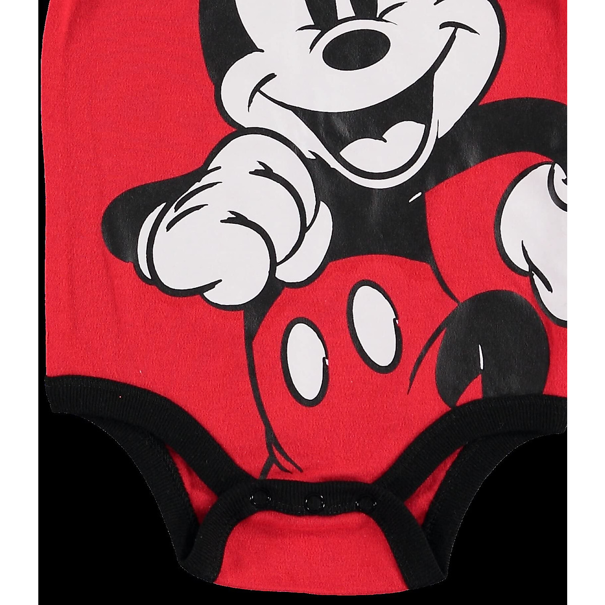 Disney Mickey Mouse Newborn Baby Boys 4 Piece Outfit Set: Bodysuit Pants Bib Hat Red/Black 3-6 Months