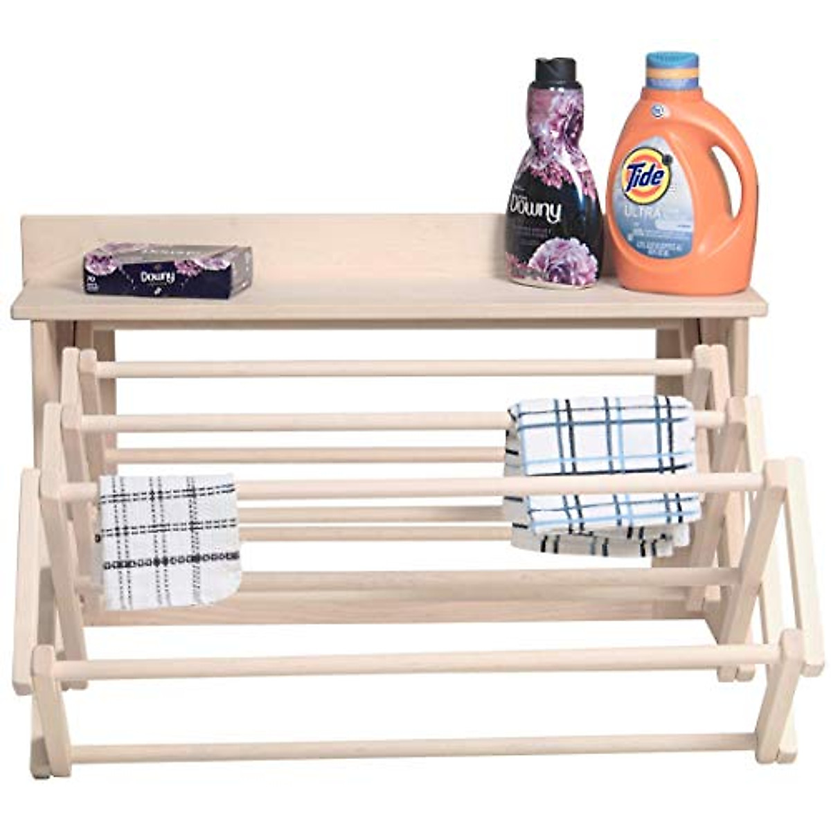 Pennsylvania Woodworks Extra Large Wall Clothes Drying Rack ~ Heavy Duty Solid Maple Hardwood, Folding, Collapses to 35" x 20" x 8", Hand Built in USA, Unfinished