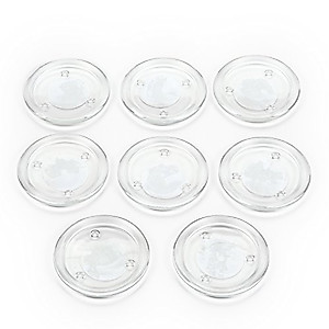 Hosley's Set of 8 Clear Glass Pillar Plates - 4 Inch Diameter. Ideal Gift for Weddings, Parties, Spa, Pillar Candle, Votive Candle Garden. Or as a Pedestal W1