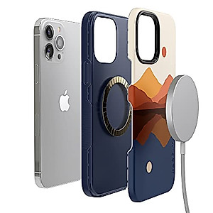 Casely Case Compatible with iPhone 14 Pro Case - Opposites Attract - Day & Night Colorblock Mountain | Compatible with MagSafe