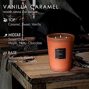 HomeLights Highly Scented Candles, Big 33.3 oz for Home, Natural Soy Aromatherapy Candles, Smokeless Long Lasting 130 hrs with 3 Cotton Wicks, Candles Gifts for Women & Men - Vanilla Caramel