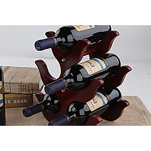 Cherish Wood Wine Rack, Freestanding Countertop Wine Bottle Holder, Wine Display Storage Shelf (5 Bottle)