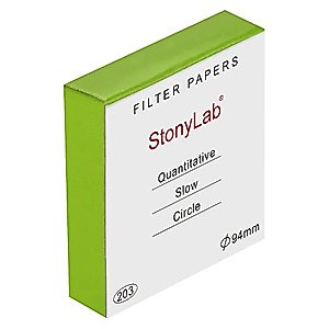 stonylab Quantitative Filter Paper, 100 Pack Slow Flow Rate Cellulose Filter Paper Circles with 10 Micron Particle Retention, 94 mm Diameter
