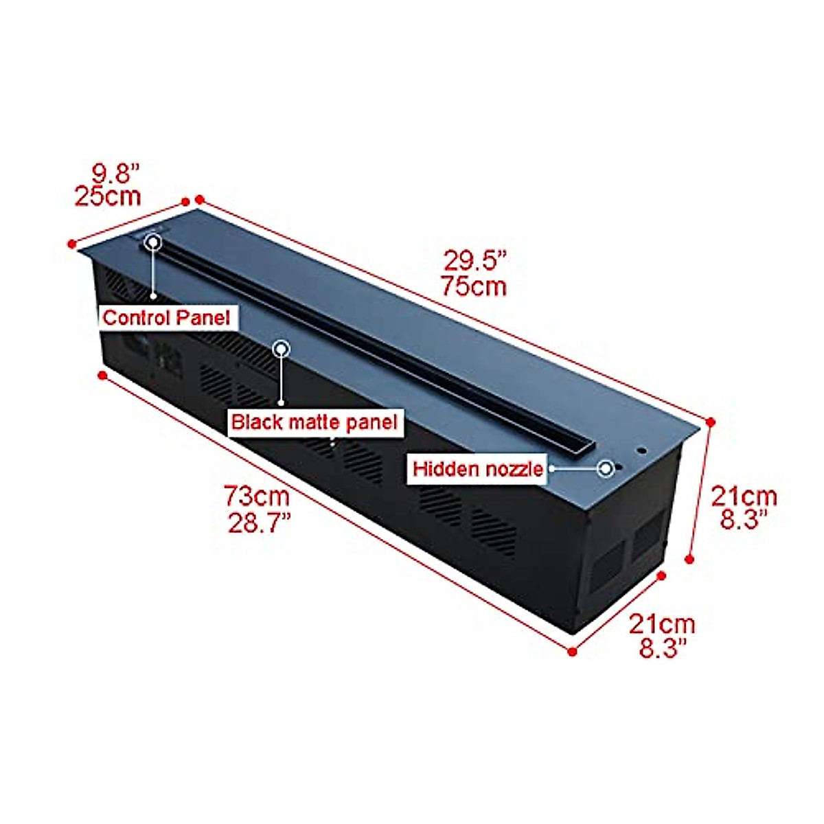 Electric Fireplace 29.5-inch Wall Mount/Wall ​Insert Halogen Lamp Electric Fireplace with Automatic Water Filling Function and Flame Adjustment 3D Fire Effect Fireplace Heater