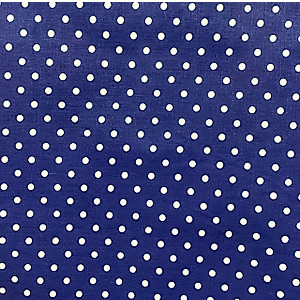 Small Polka Dot Poly Cotton White Dots on Navy 58 Inch Fabric by The Yard