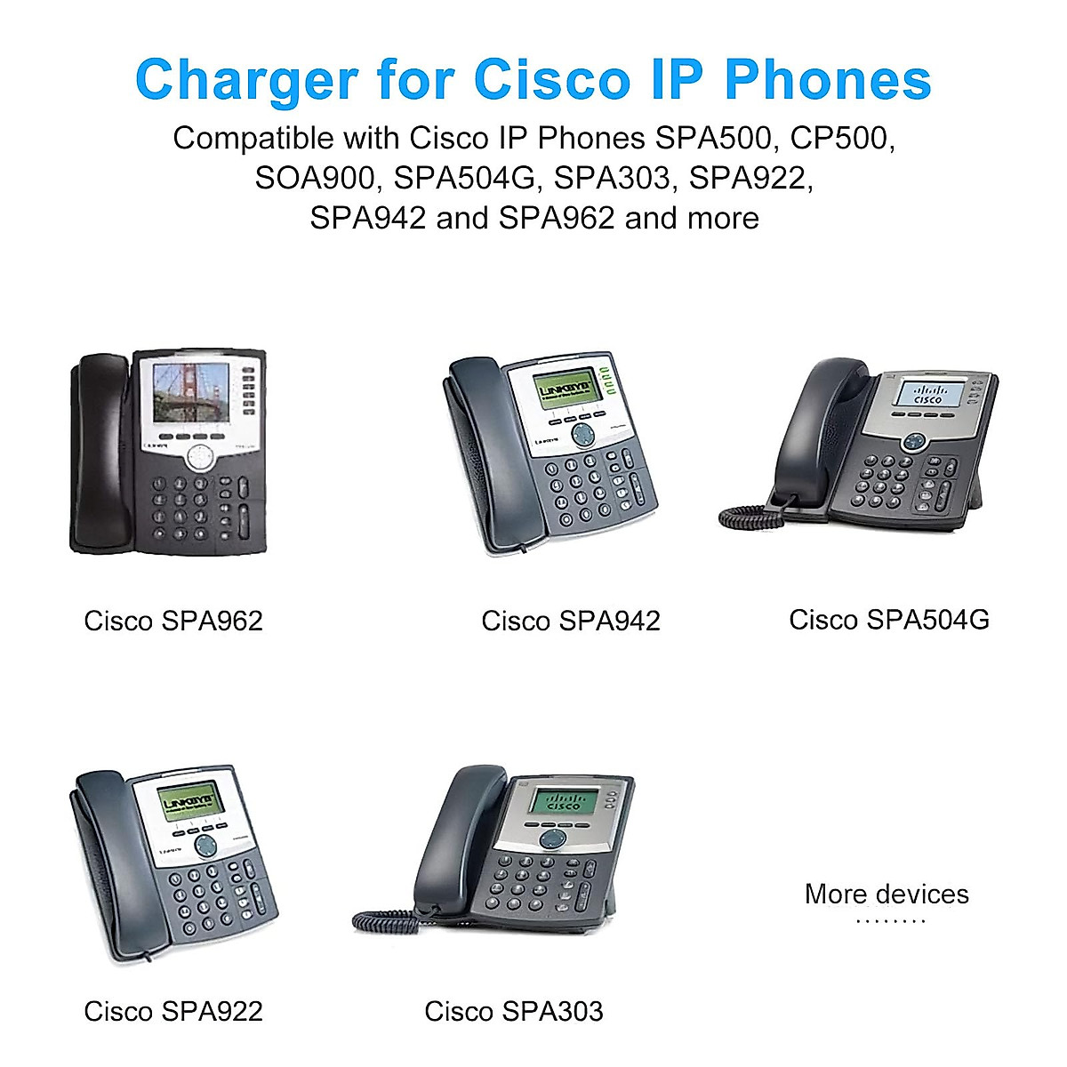 BENSN 5V Power Supply Adapter for Cisco IP Phone SPA525G2, SPA504G, SPA508G, SPA303, SPA922, SPA942, and SPA962, SPA300, SPA500, CP500, SPA900, Cisco SPA Series Phones Charging Cord