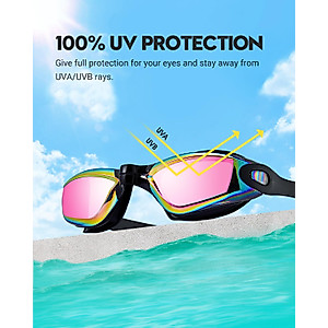 Vorshape Swim Goggles Pack of 2 Swimming Goggle No Leaking Adult Men Women Youth, Aqua & Black Pink, Anti Fog