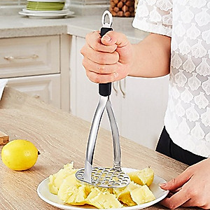 Joyoldelf Heavy Duty Stainless Steel Potato Masher, Professional Integrated Masher Kitchen Tool & Food Masher/ Potato Smasher with Silicone Handle, Perfect for Bean, Vegetable, Fruits, Avocado, Meat