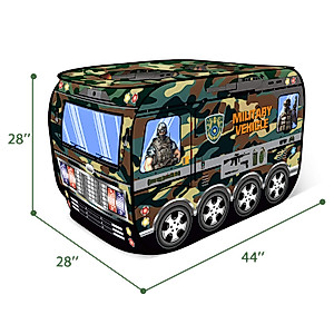 FUN LITTLE TOYS Military Pop Up Play Tent with Army Costume, Children Play Tent for Indoor & Outdoor