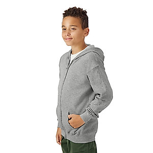Gildan Youth Full Zip Hoodie Sweatshirt, Style G18600B, Sport Grey, Medium