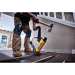 DEWALT Flooring Nailer, Pneumatic, Adjustable Base for All Size Flooring, 15.5-Guage Staples and 16-Guage Nails (DWFP12569)