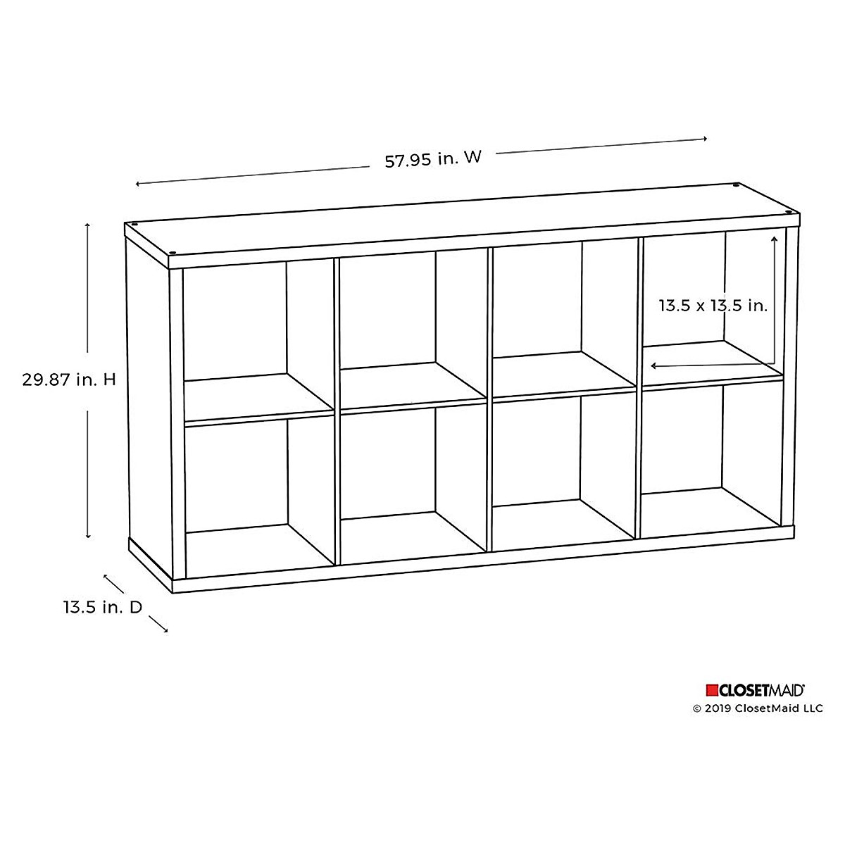 ClosetMaid 4583 Bookcase Open Back 8-Cube Storage Organizer, White (2 Pack)