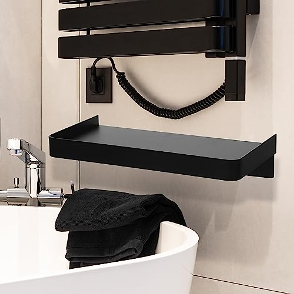 Cabilock Mobile Holder Stainless Steel Bathroom Shelf Stick-on Wall Shelf Small Wall Mounted Adhesive Shelf Phone Holder Shelf Small Wall Shelf Electronic Wipes