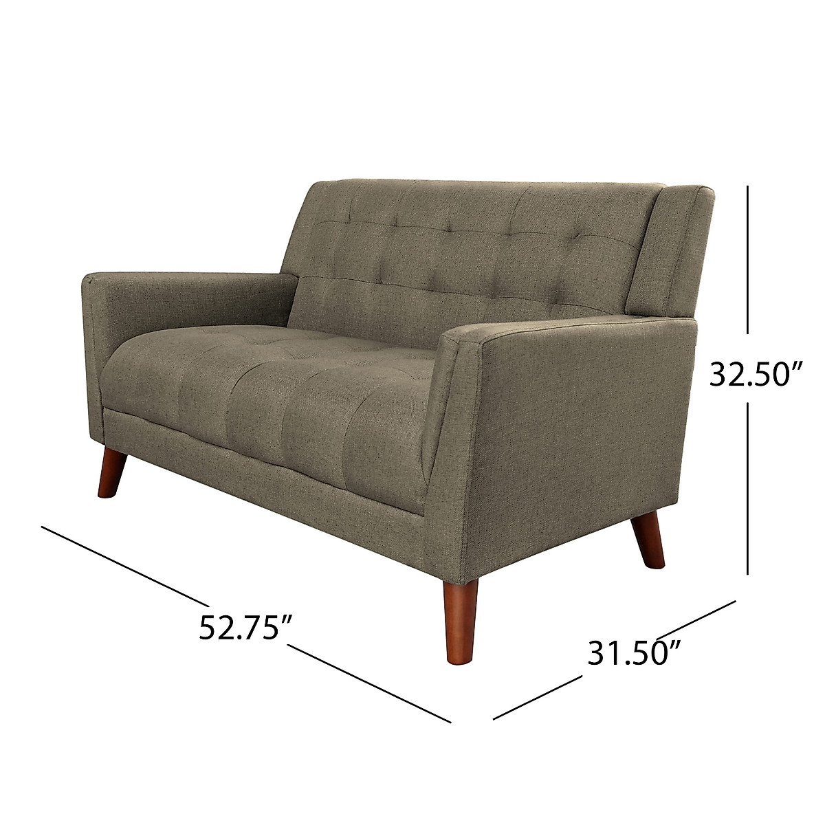 Christopher Knight Home Evelyn Mid Century Modern Fabric Loveseat, Mocha