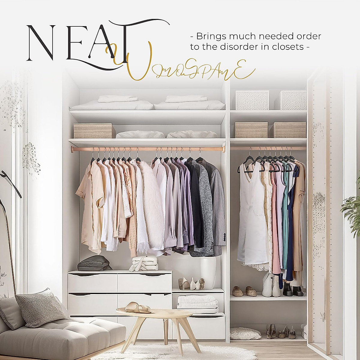 HOUSE DAY Premium Velvet Clothes Hangers Non-Slip Flocked Felt Hangers Heavy Duty Durable Coat and Suit Hangers | Vibrant Color Hangers | Lightweight Space Saving Hangers (10 Pack, Black)