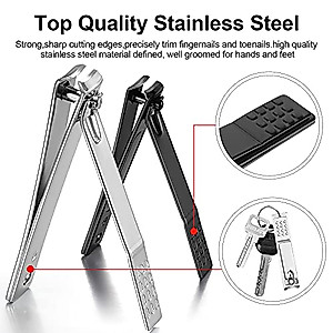 50 Pieces Nail Clipper Set Fingernails and Toenail Clipper Stainless Steel Nail Cutter for Women Men Thick Nails, Black and Silver