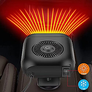 Portable Car Heater, 2 in 1 Fast Heating & Cooling Function Car Defroste Automobile Windscreen Fan Cars Defogger Plug in Cigarette Lighter (24V 220W)