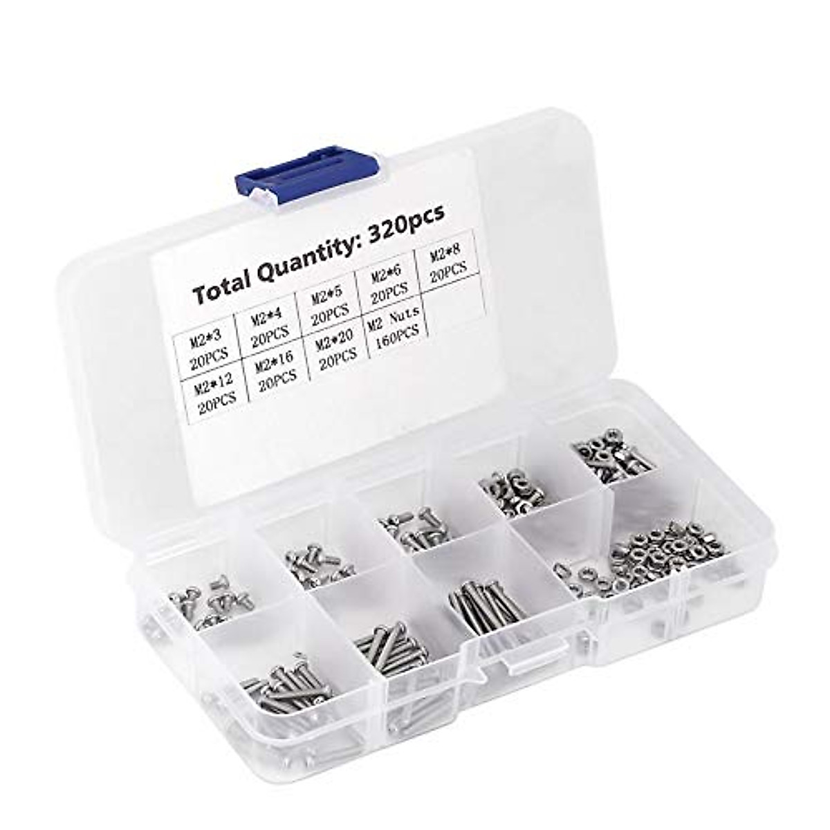 Screw 320pcs M2 Machine Screws Set Fasteners for Laptop/Hard Disk/Keyboard/Phone/PC Stainless Steel Material Tool