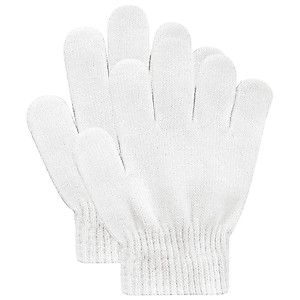 Uttpll Toddler Magic Mittens Kid Gloves Stretch Full Finger Solid Color Winter Protection Warm Knitted Gloves for Boys Girls Supplies White One Size