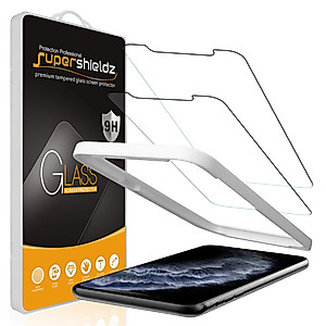 Supershieldz (2 Pack) Designed for Apple iPhone 11 Pro Max and iPhone Xs Max (6.5 inch) Tempered Glass Screen Protector with (Easy Installation Tray) Anti Scratch, Bubble Free