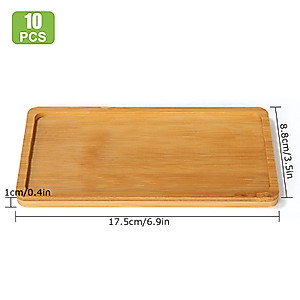 DIRBUY 10PCS Small Bamboo Trays - Bamboo Vanity Tray - Bamboo Tray for Kitchen Counter - Small Bamboo Plant Trays - 7 x 3.4X 0.4inch