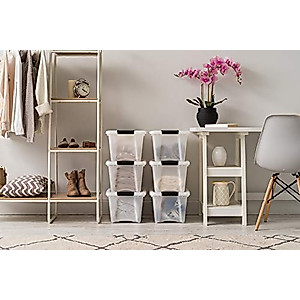 IRIS USA, Inc. TB-42 12 Quart Stack & Pull Box, Clear, 6 Stack and Pull TB-17 19 Quart Stack & Pull Box, Multi-Purpose Storage Bin, 6 Pack, Pearl