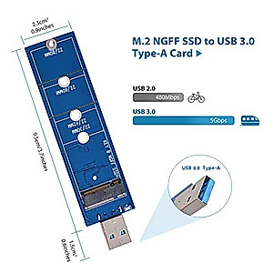 JESOT M.2 to USB Adapter, B Key M.2 SSD to USB 3.0 Reader Card, NGFF SATA Converter Support SATA Based SDD 2230 2242 2260 2280 No Cable Needed