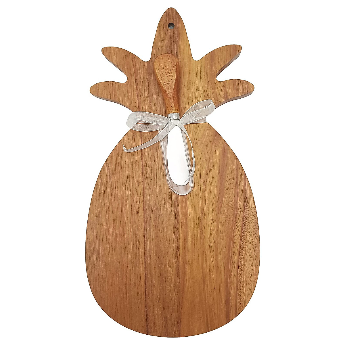 Pineapple Shaped Acacia Wood Serving and Cutting Board,Cute Charcuterie Board Cheese Platter with Cheese Spreader for Meat Cheese and Vegetables, Kitchen Decor Entertaining Gift Set-14 X 7.2 Inch